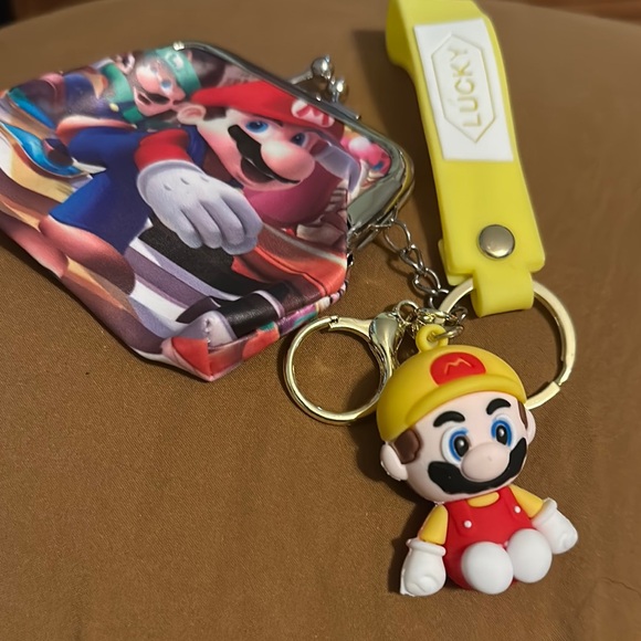 Accessories | Super Mario Kids Keychain And Coin Purse Set Yellow And ...